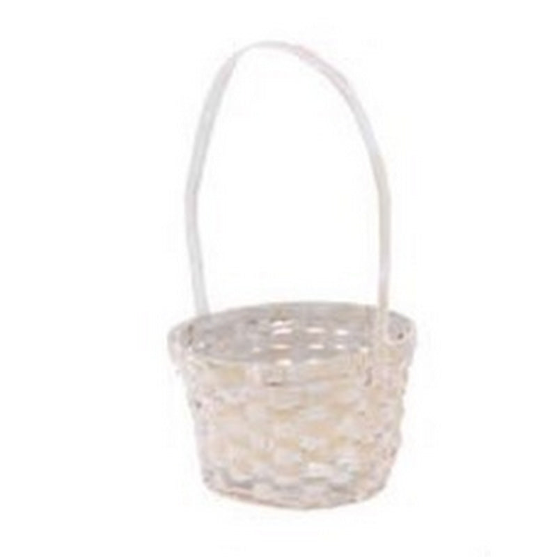 6.5" RND BASKET W/ HANDLE-WHITE WASH – North American Wholesale Florist ...