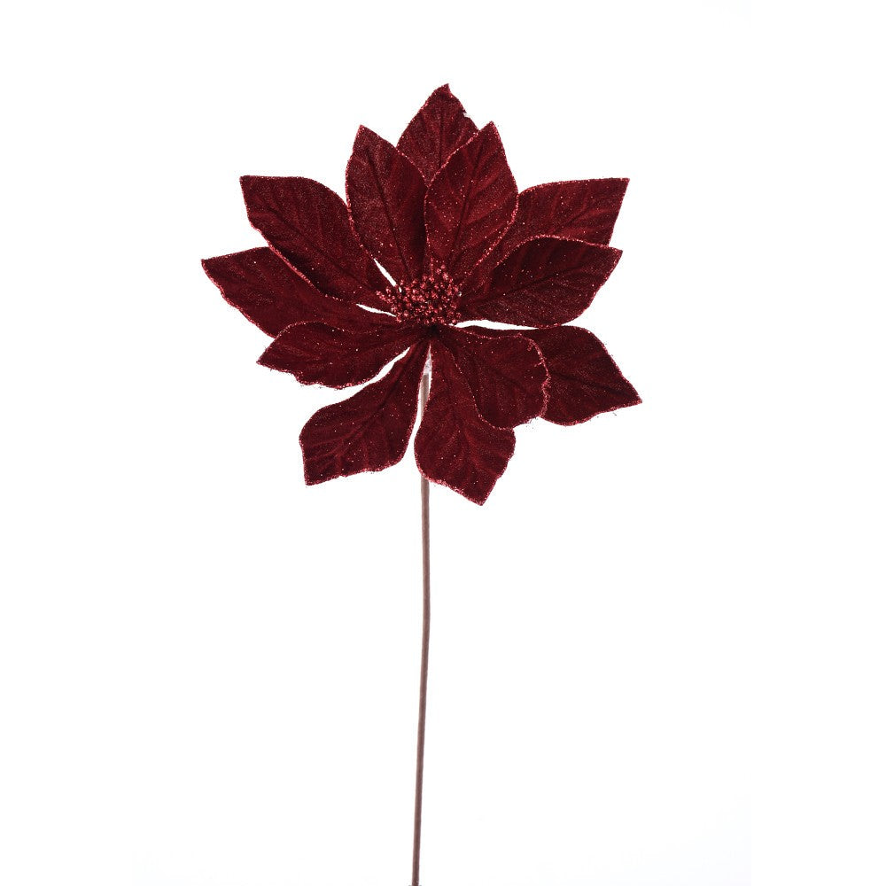 22" VELVET POINSETTIA STEM/ BURGUNDY – North American Wholesale Florist ...