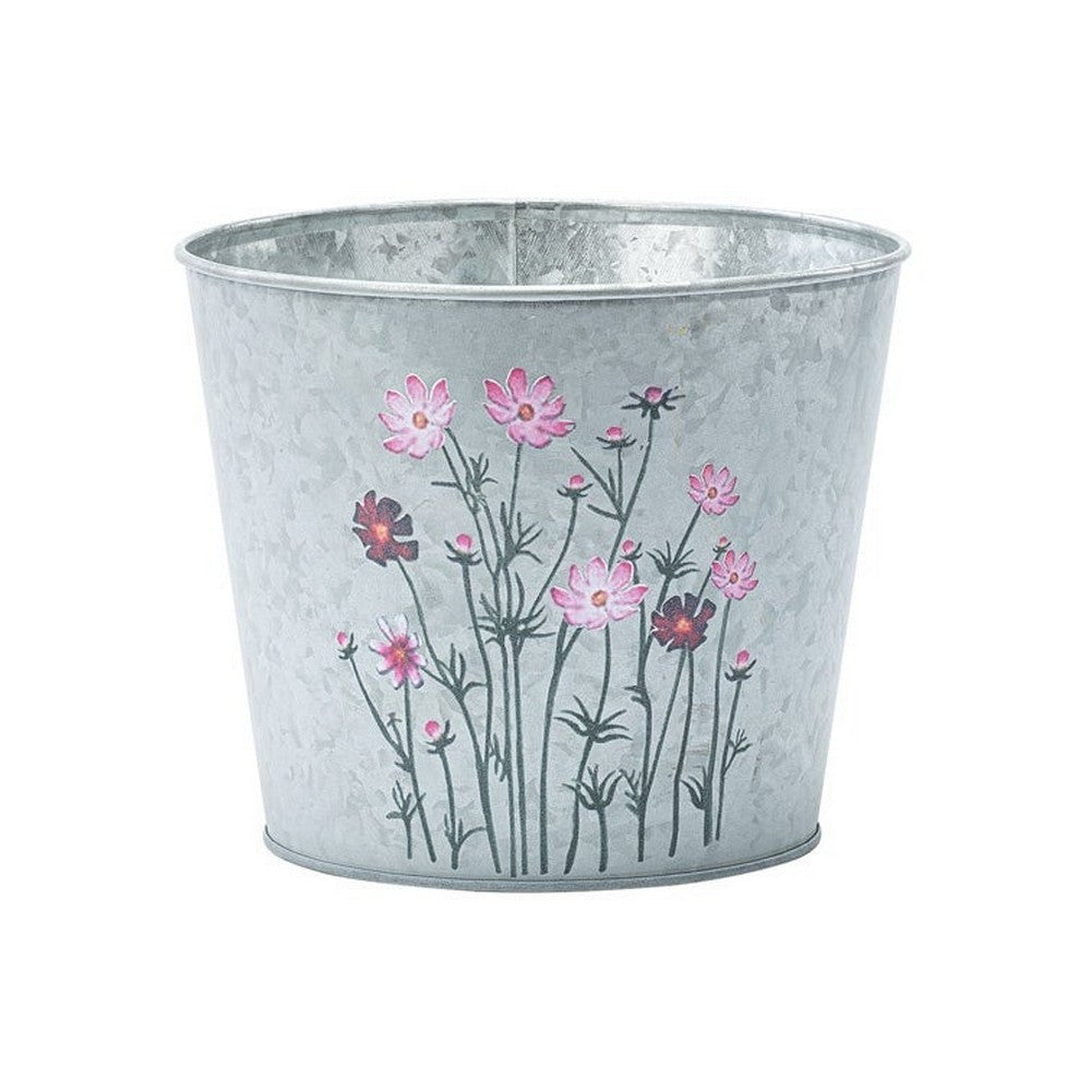 6.5" PINK FLOWERS METAL POT COVER – North American Wholesale Florist, Inc.