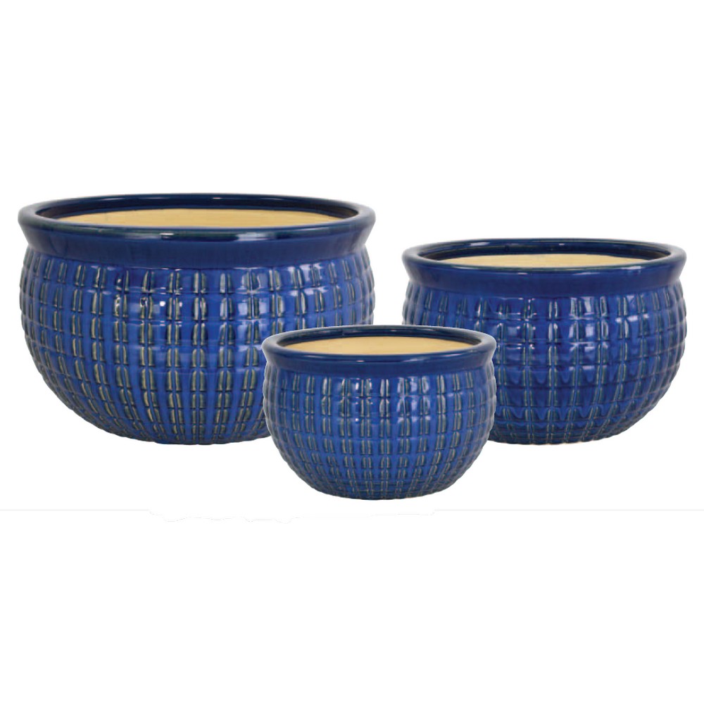 8.5" CHECK DESIGN CERAMIC POT/ BLUE – North American Wholesale Florist ...